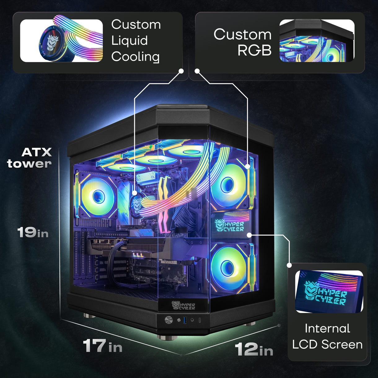 Hyper Cyber Ultra Black Gaming Desktop AMD Ryzen 7 9800X3D, Radeon RX